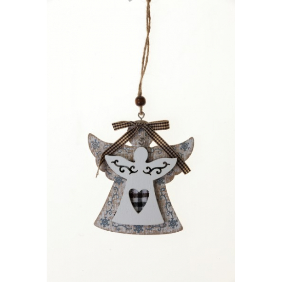 Dísz angyal fa akasztós 19*9*1cm mintás natúr - Virág -és dekorációs nagykereskedelem