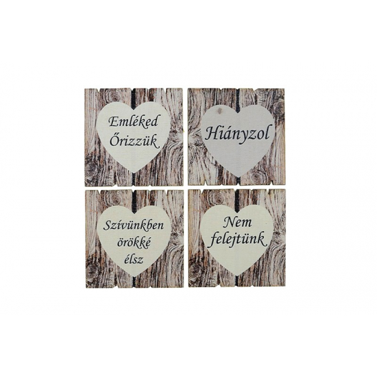 Fa deszkán fehér szív felírattal 3 féle - Virág -és dekorációs ...
