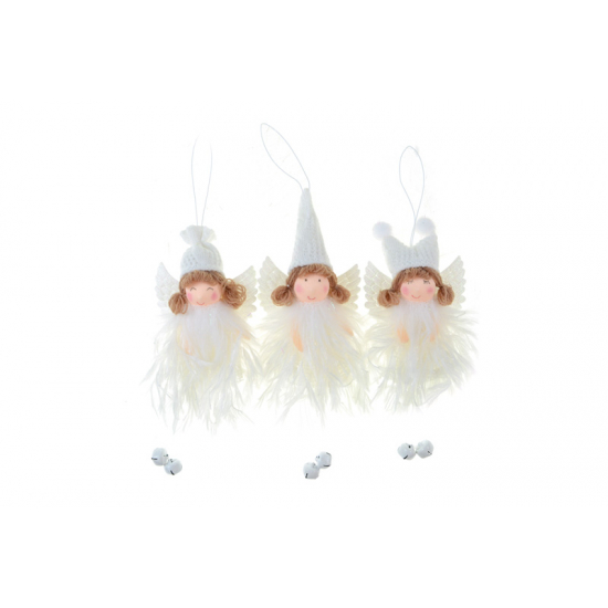 Figura angyal plüss 16 cm akasztós 3 féle fehér - Virág -és dekorációs ...