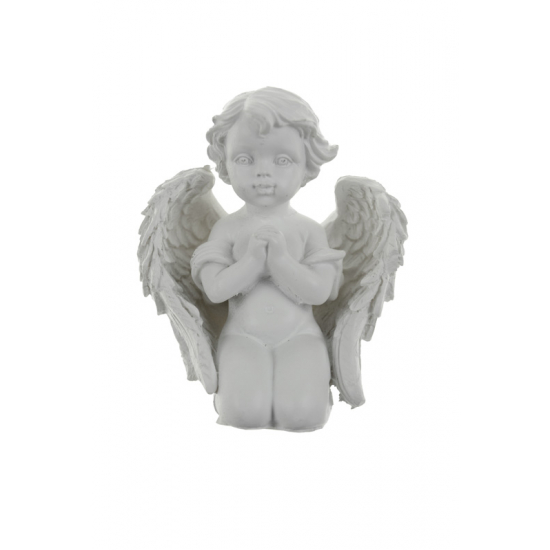 Figura angyal poly 7,4*4,8*8,6cm térdelő szürke - Virág -és dekorációs nagykereskedelem