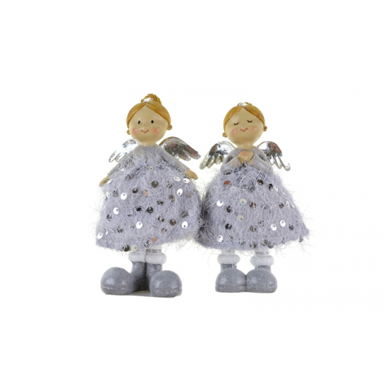 Figura angyal poly 8*6*14 cm 2 féle csillogós szürke - Virág -és dekorációs nagykereskedelem