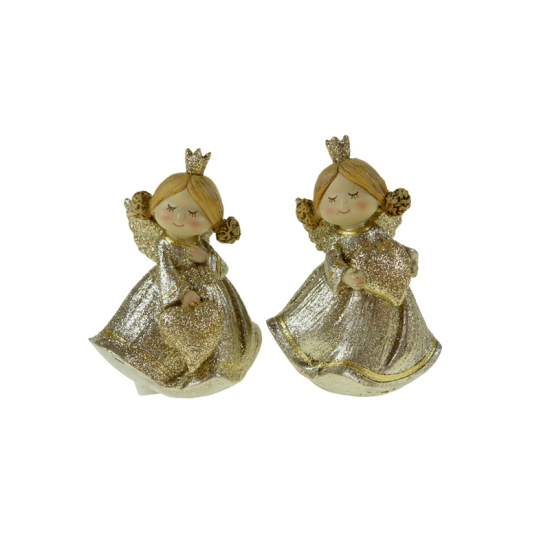 Figura angyal poly 8*6,5*11 cm csillogós arany - Virág -és dekorációs nagykereskedelem