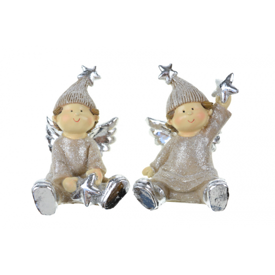 Figura angyal poly 8*8*11 cm ülő 2 féle pezsgő - Virág -és dekorációs nagykereskedelem