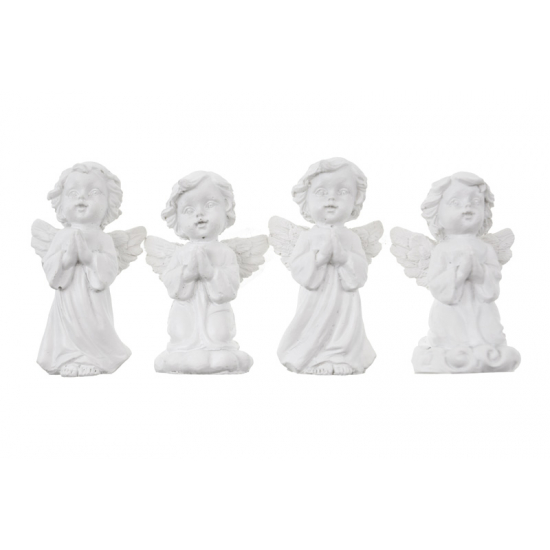 Figura angyal poly 4,2*3,3*7cm 4féle fehér - Virág -és dekorációs nagykereskedelem