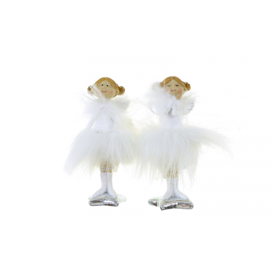 Figura angyal poly/textil 6*4*10.5 2féle fehér - Virág -és dekorációs nagykereskedelem