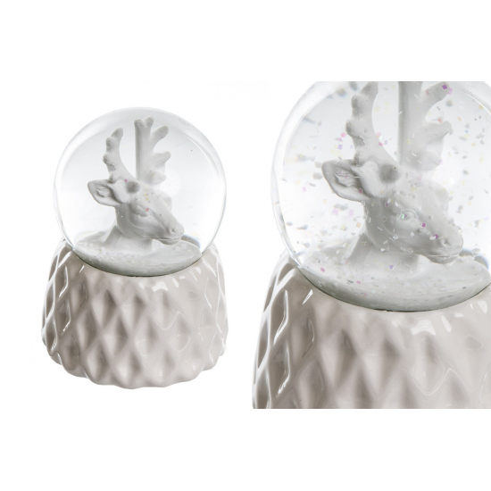 Hógömb plasztik fehér szarvas fejjel D6,5cm - Virág -és dekorációs ...