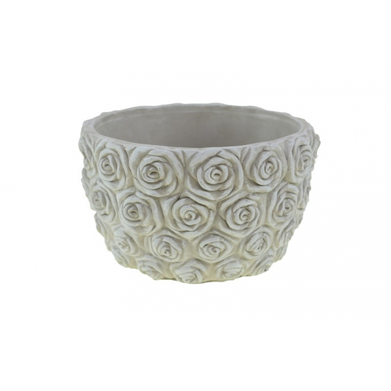 Kaspó kő D18 H10,5 rózsa mintás szürke - Virág -és dekorációs ...